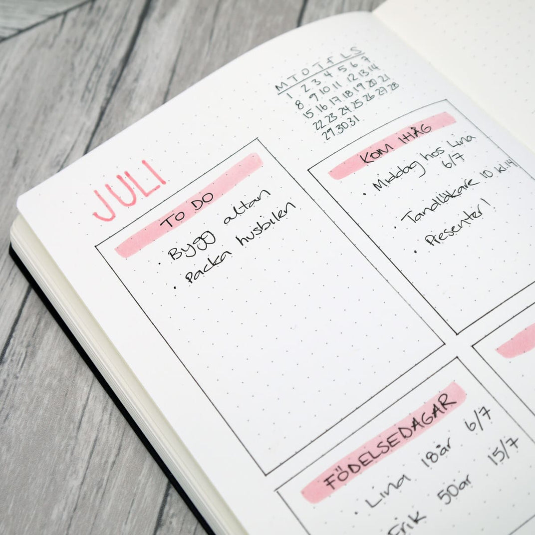 Bullet Journal bok = Dotted notebook | Brett urval hos Tidformera