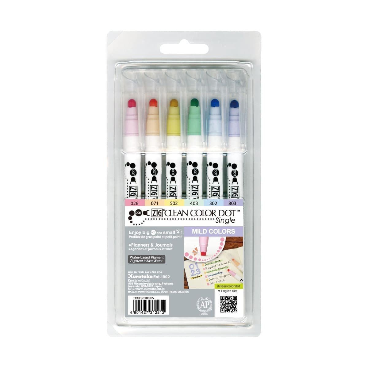 Clean color dot pen Single 6-pack - Mild Colors – Tidformera