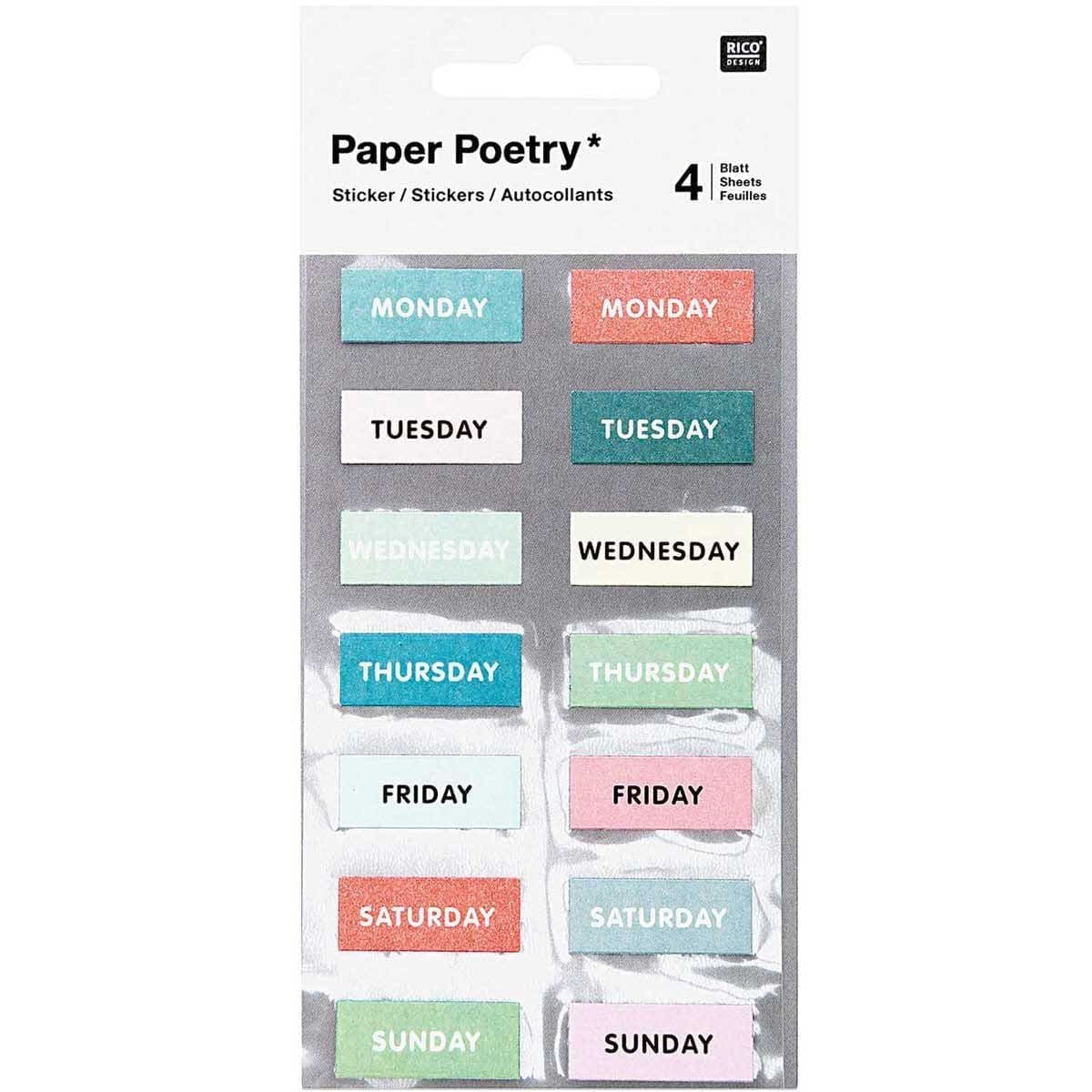 Paper Poetry Stickers Kalender - Weekdays Green – Tidformera