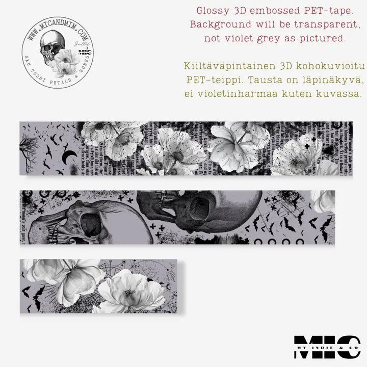 Pet Tape - MIC - Petals & Bones Glossy & Embossed 70 mm – Tidformera