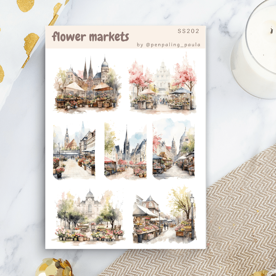 Stickers - Penpaling Paula - Flower markets - Tidformera