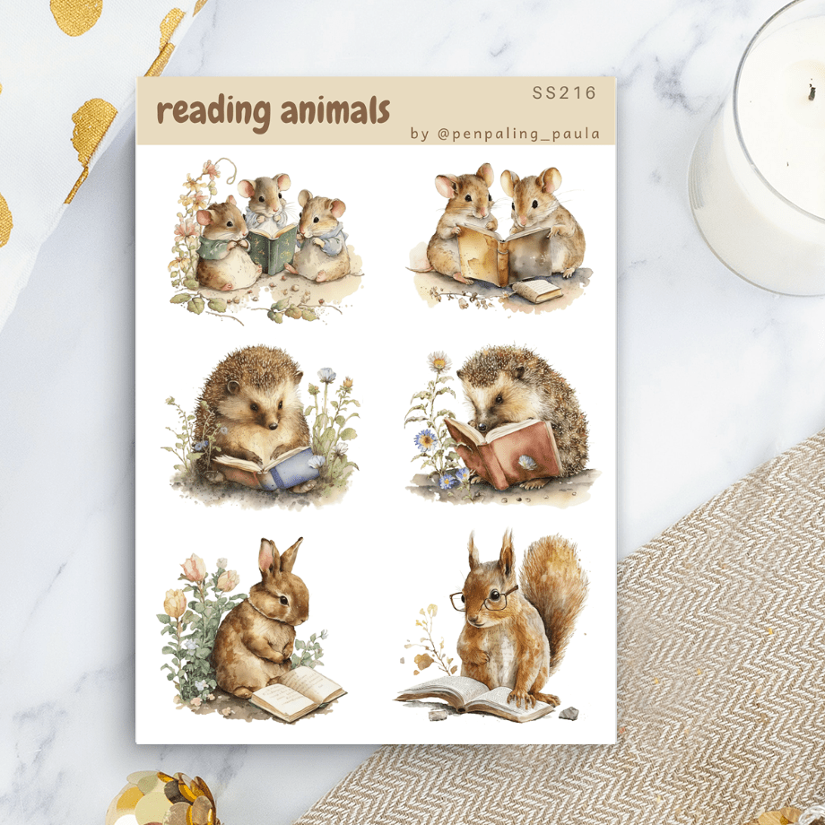 Stickers - Reading animals - Penpaling Paula - Tidformera