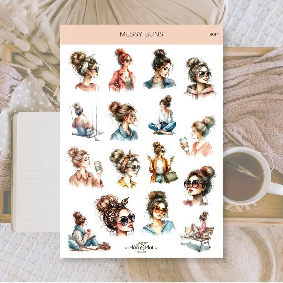 Stickers Plan & Plot Studio Vinyl - Messy buns | Tidformera