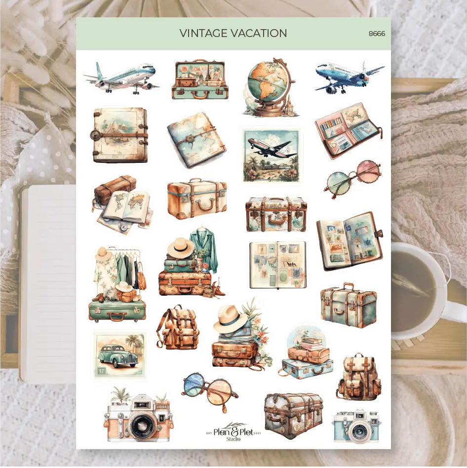 Stickers Vinyl - Vintage vacation - Plan & Plot Studio – Tidformera