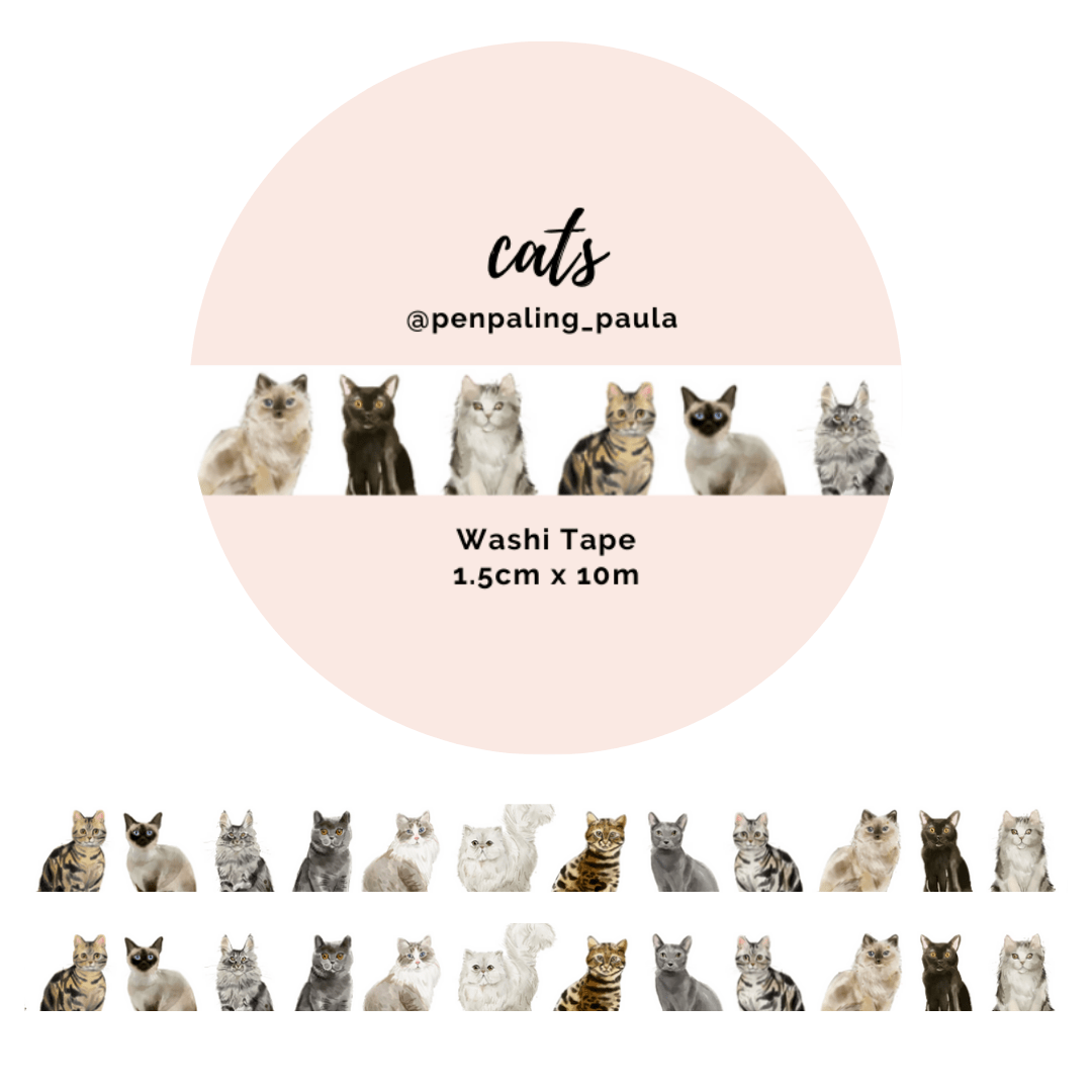 Washi tape - Penpaling Paula - Cats 15 mm - Penpaling Paula – Tidformera